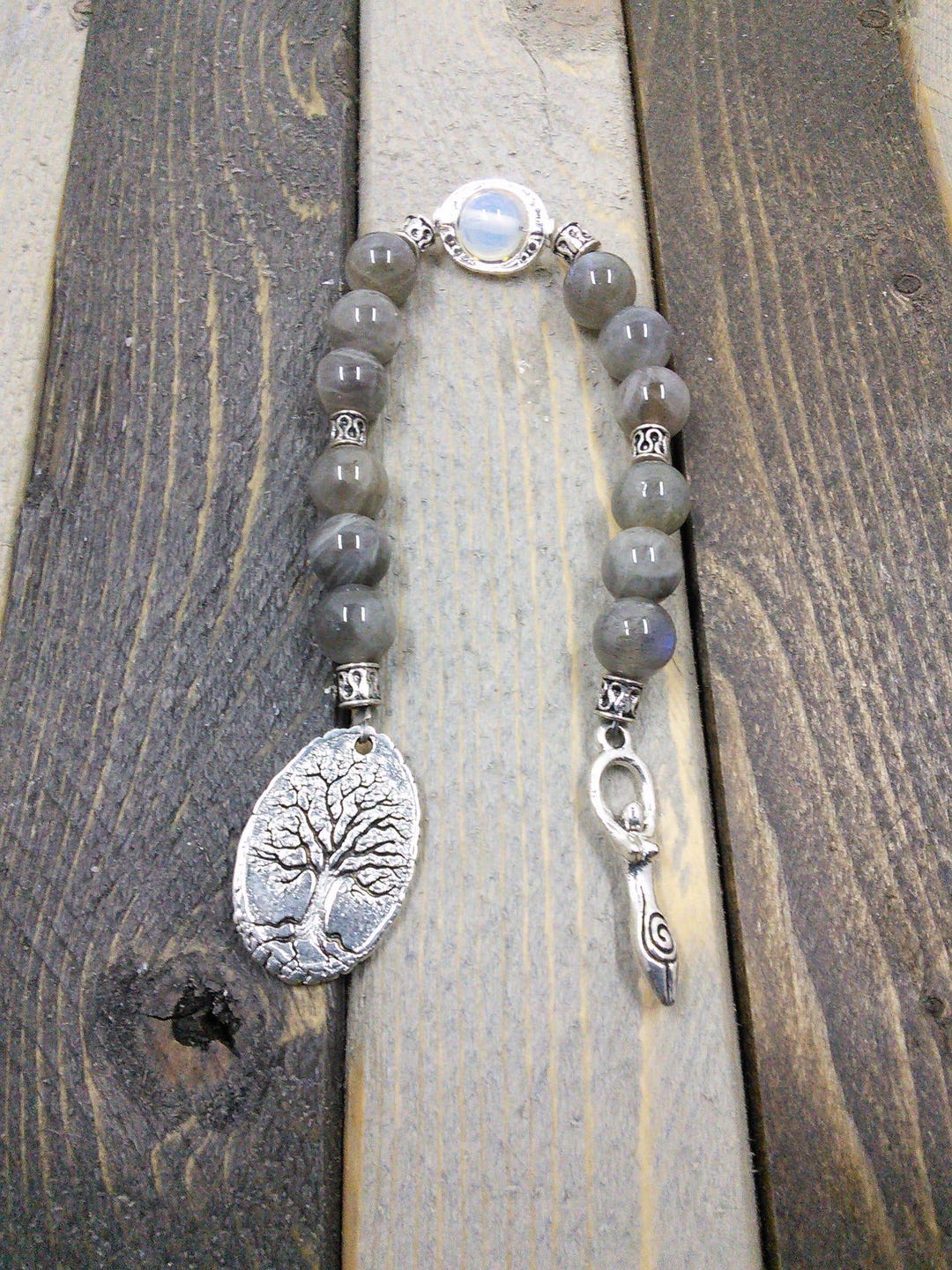 Wicca Natural Stone Prayer Beads, Meditation Beads, Witches Ladder Nine ...