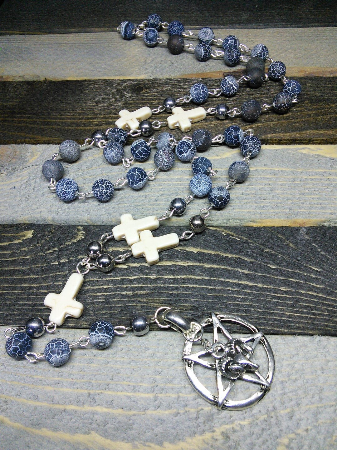 Wicca Re-imagined Dark God Satanic Rosary Natural Bead Pagan Prayer ...