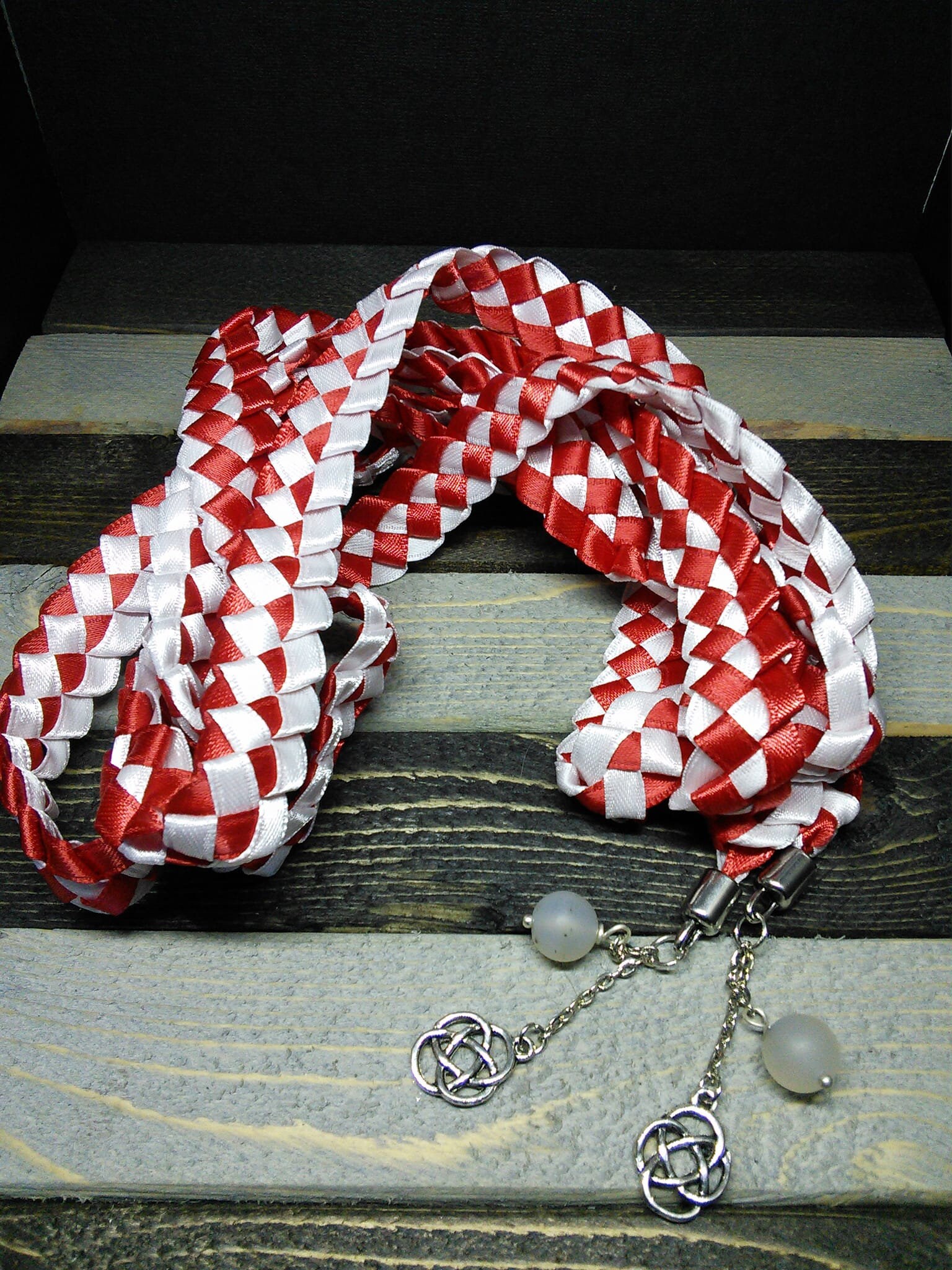 Flame Red and Snow White Satin Handfasting Ribbon Capped With - Etsy