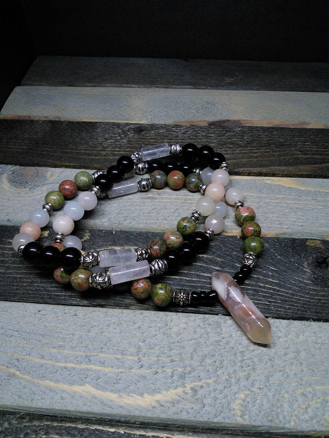 Wicca Re-imagined Natural Stone Rosary Pagan Prayer Beads, Meditation ...
