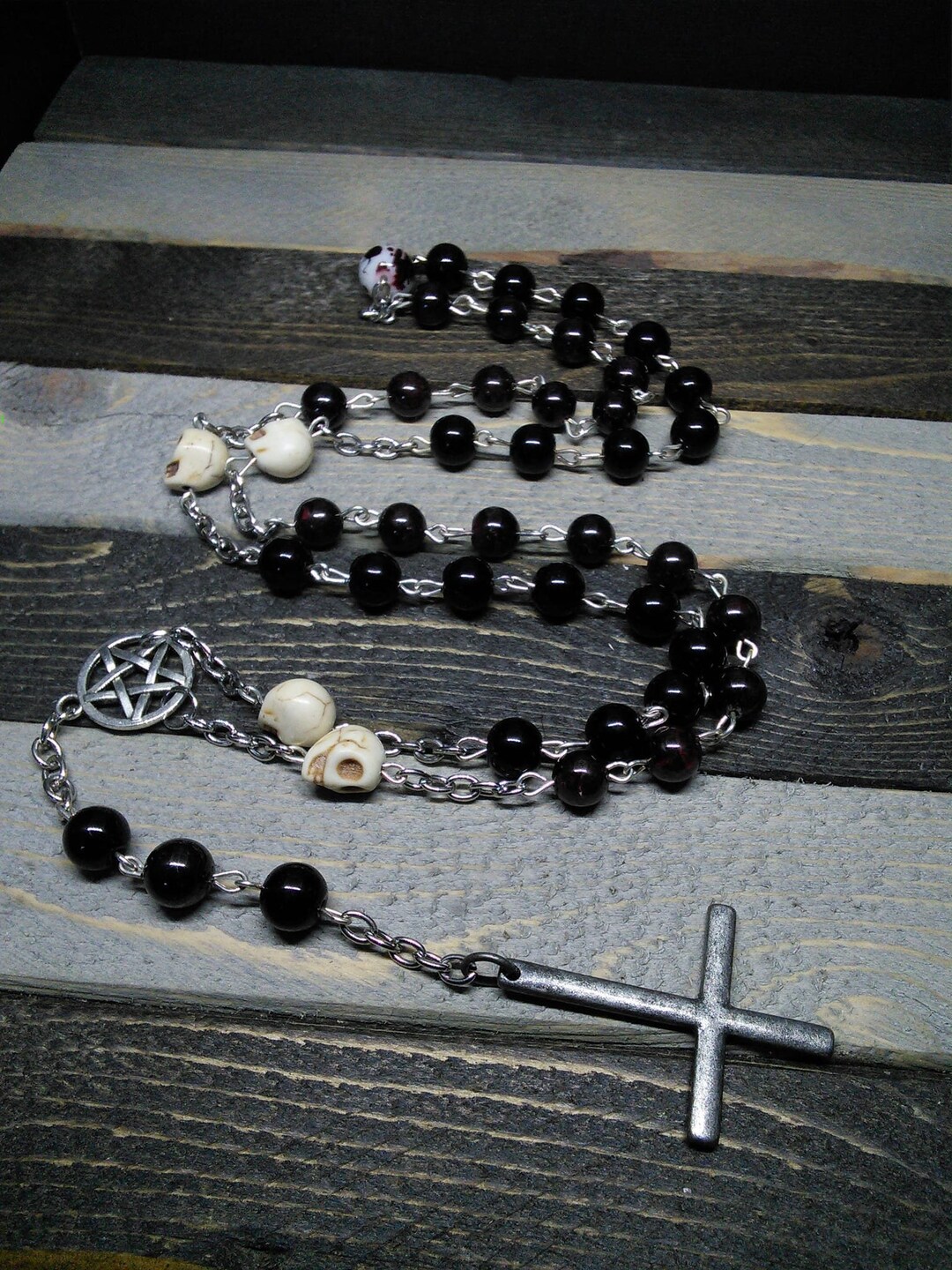 Wicca Re-imagined Rosary Garnet Bead Pagan Prayer Beads, Meditation ...