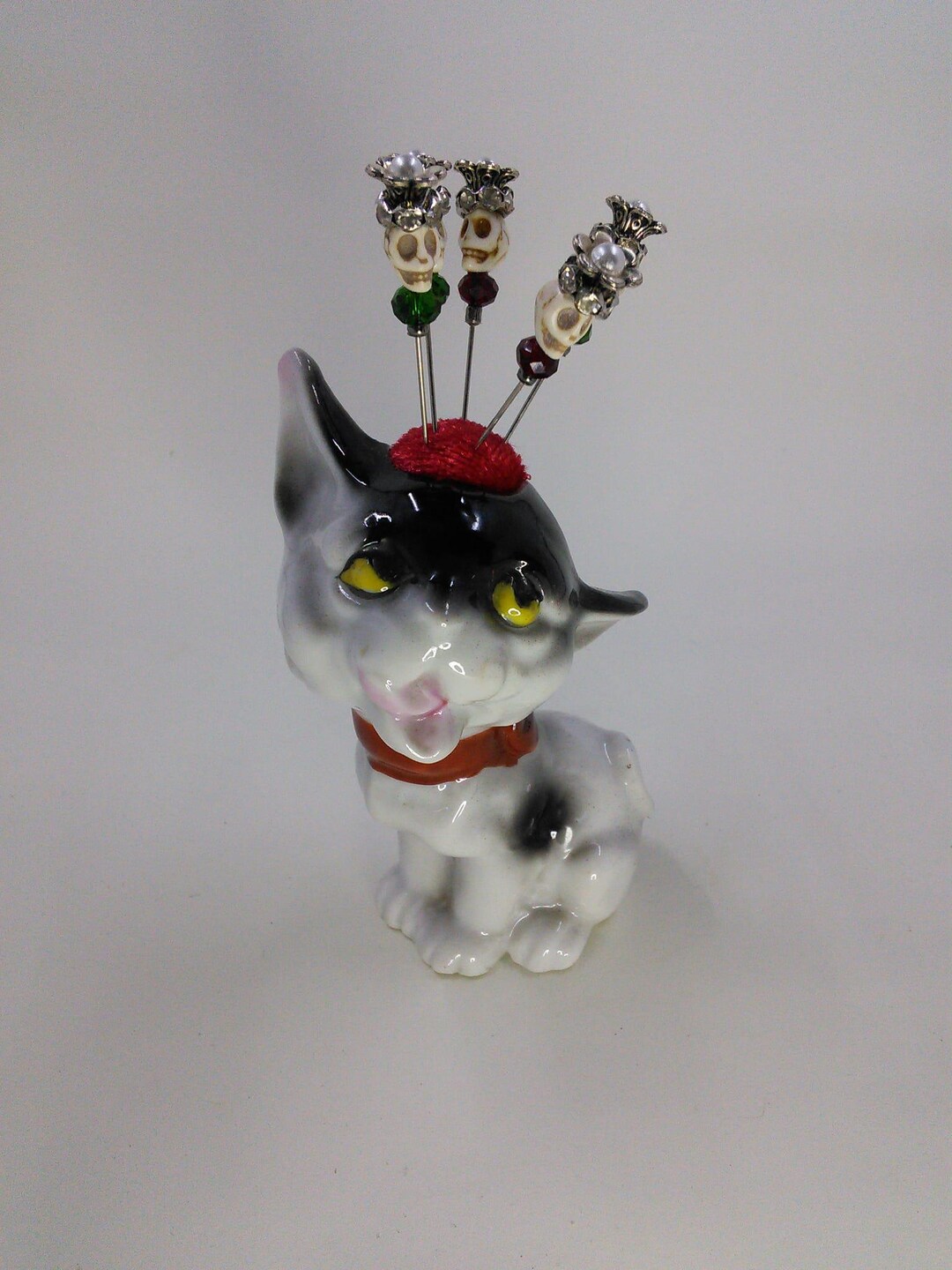 Vintage Cursed Lobotomy Ceramic Cat Voodoo Pincushion With Five Voodoo ...