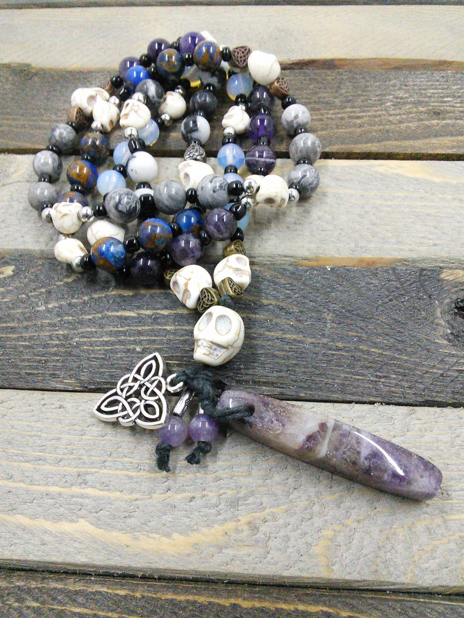 Wicca Re-imagined Morrigan Natural Stone Rosary Pagan Prayer Beads ...