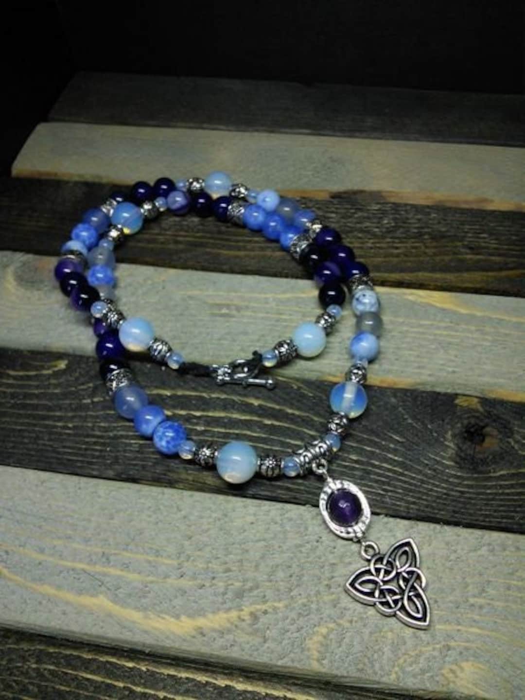 Wicca Re-imagined Rosary Natural Stone Bead Pagan Prayer Beads ...
