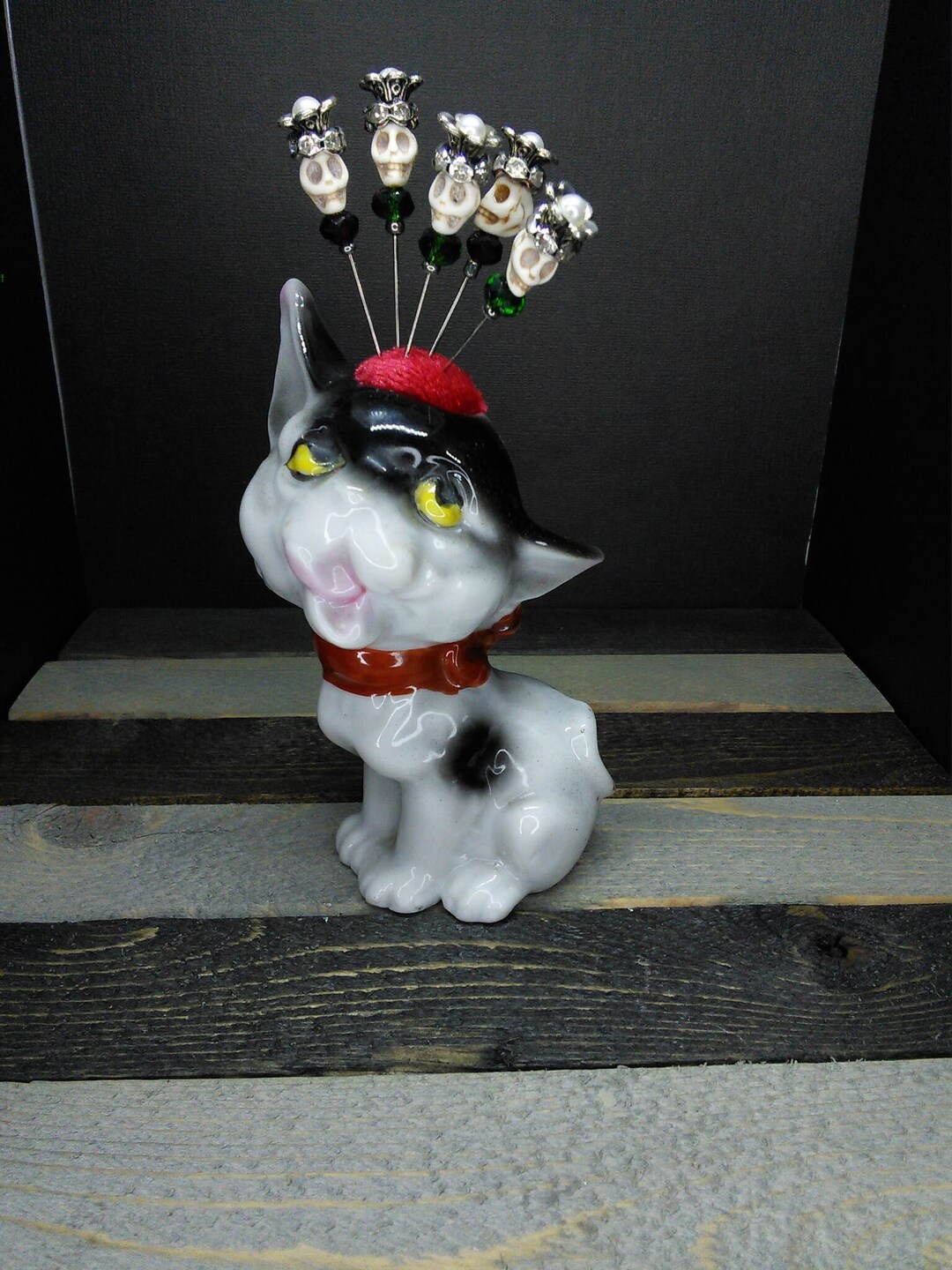 Vintage Cursed Lobotomy Ceramic Cat Voodoo Pincushion With Five Voodoo ...