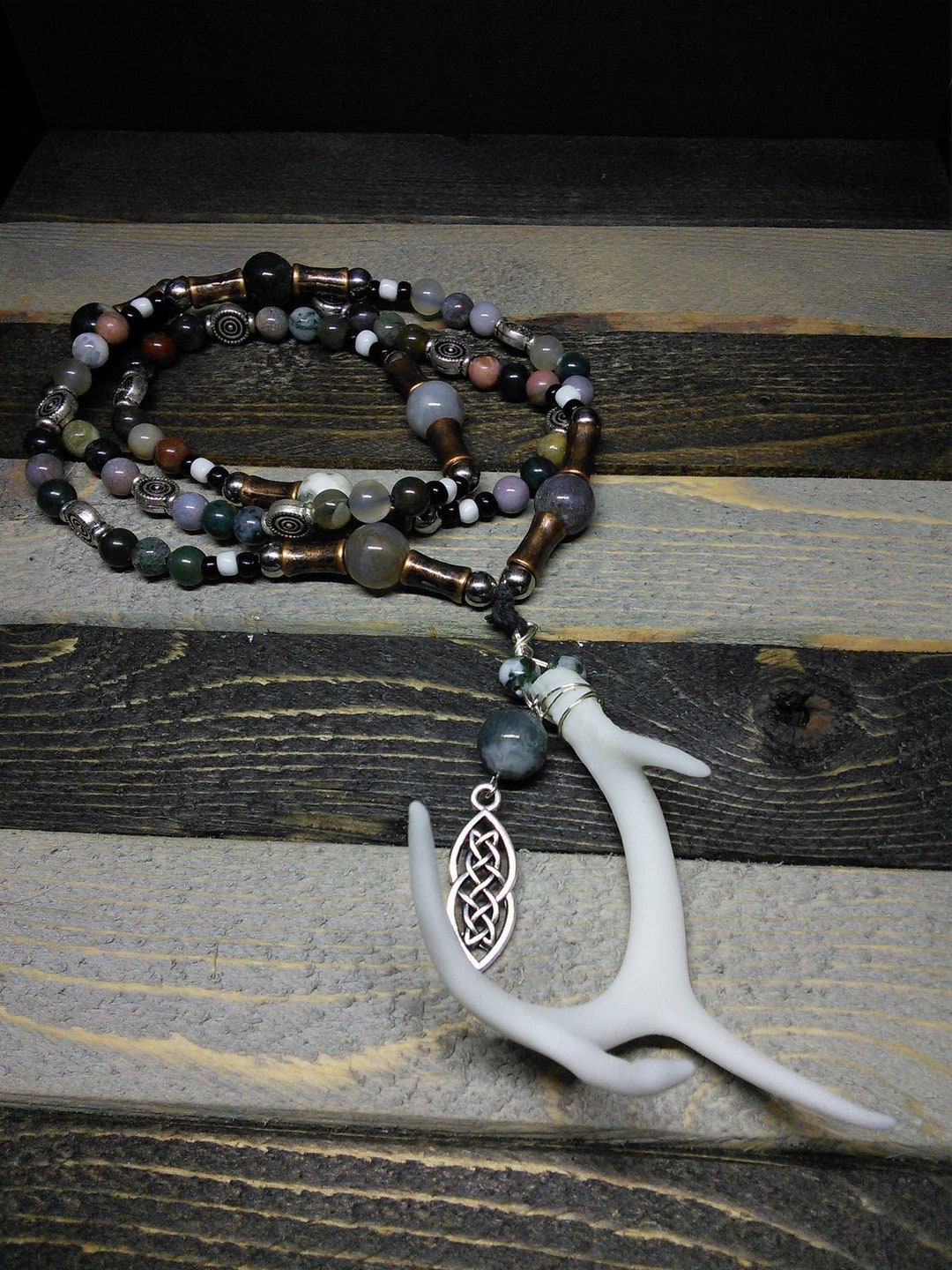 Wicca Witch Re-imagined Horned God Antler Rosary Pagan Prayer Beads ...