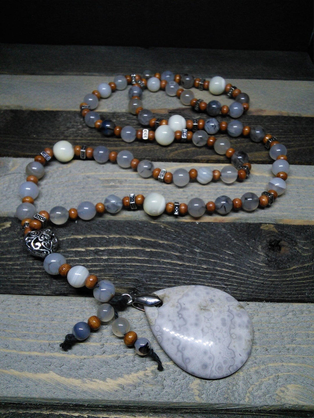 Wicca Re-imagined Natural Stone Rosary Pagan Prayer Beads, Meditation ...