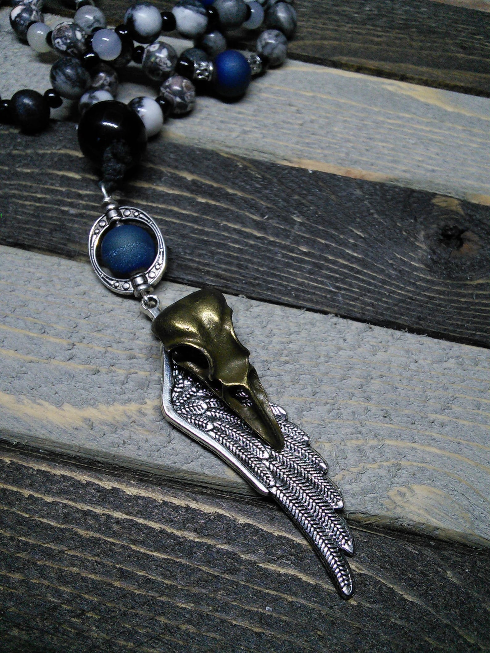 Wicca Re-imagined Morrigan Natural Stone Rosary Pagan Prayer Beads ...