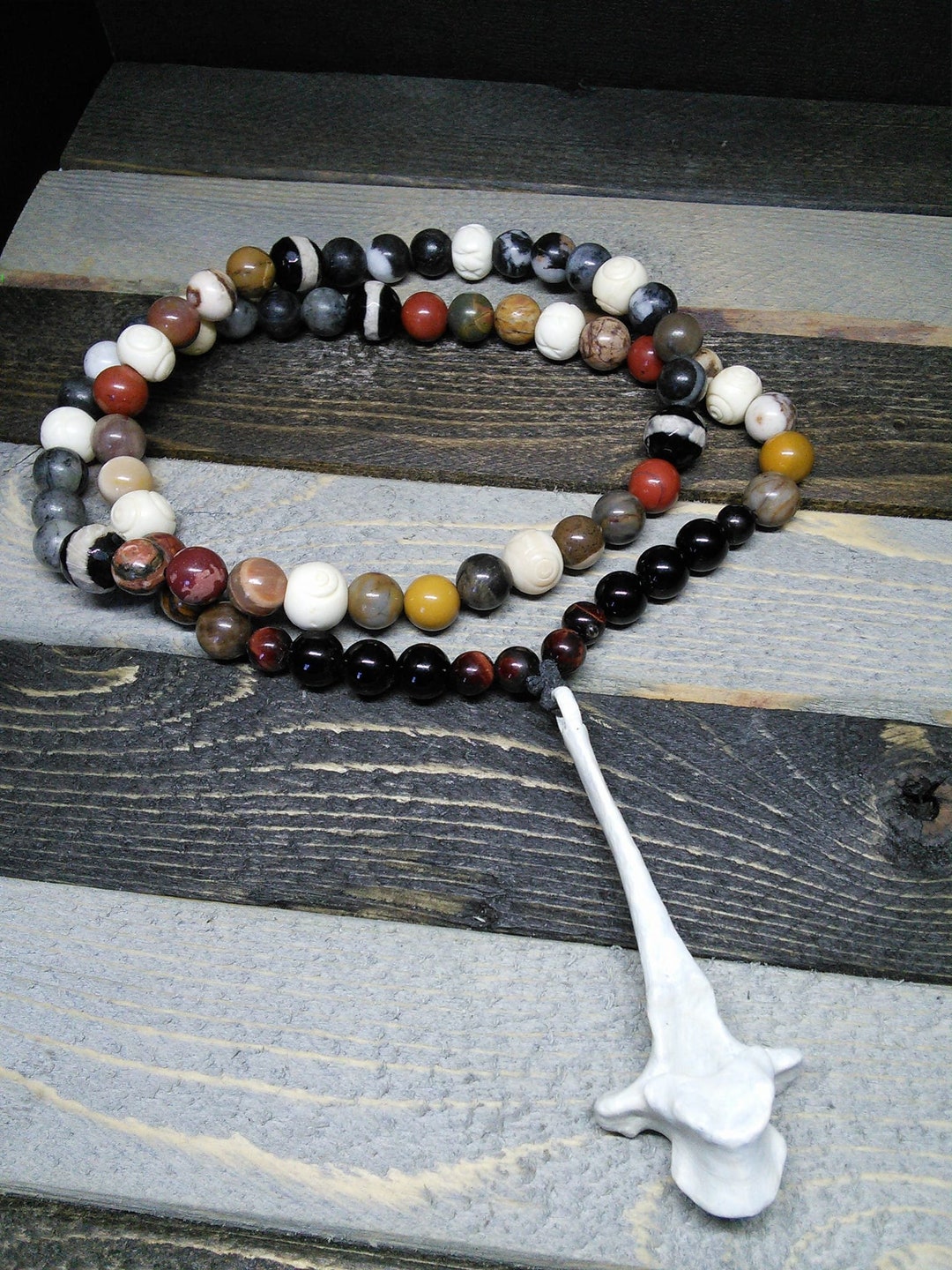 Wicca Re-imagined Lucifer Natural Stone Rosary Pagan Prayer Beads ...