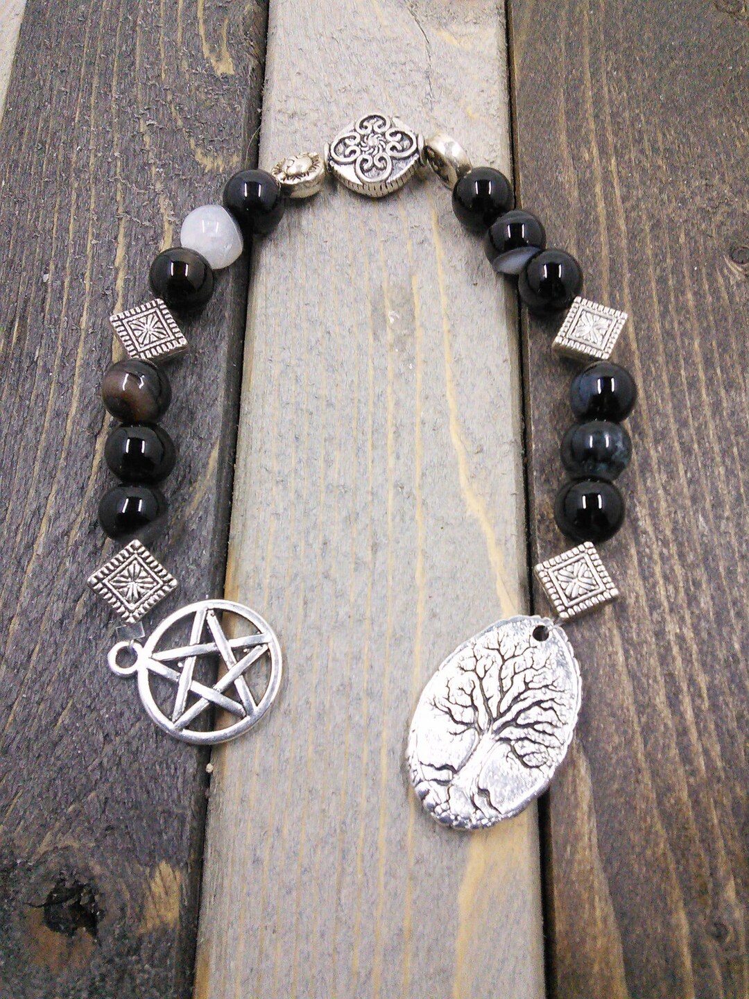 Pagan Tree of Life Prayer Beads, Meditation Beads, Witches Ladder Nine ...
