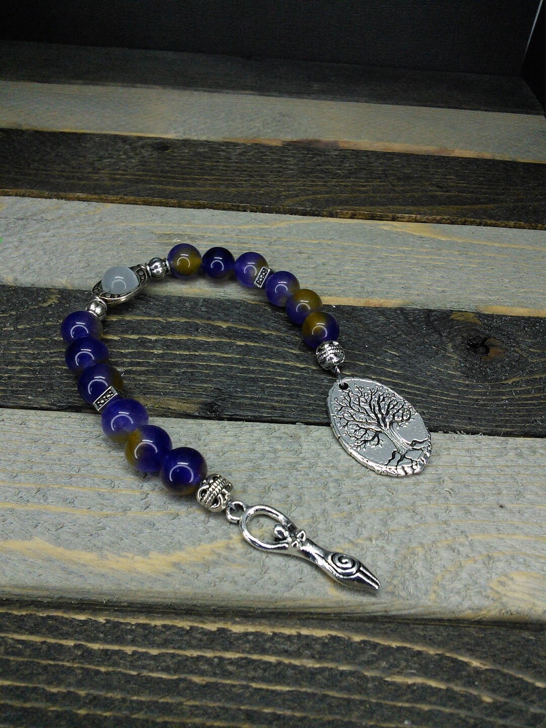 Wicca Natural Stone Prayer Beads, Meditation Beads, Witches Ladder Nine ...