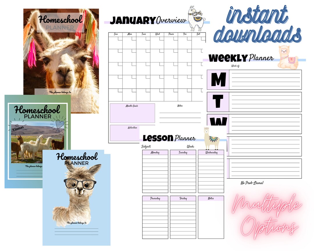 Llama Love Homeschool Home School Family Planner Weekly Daily Monthly ...