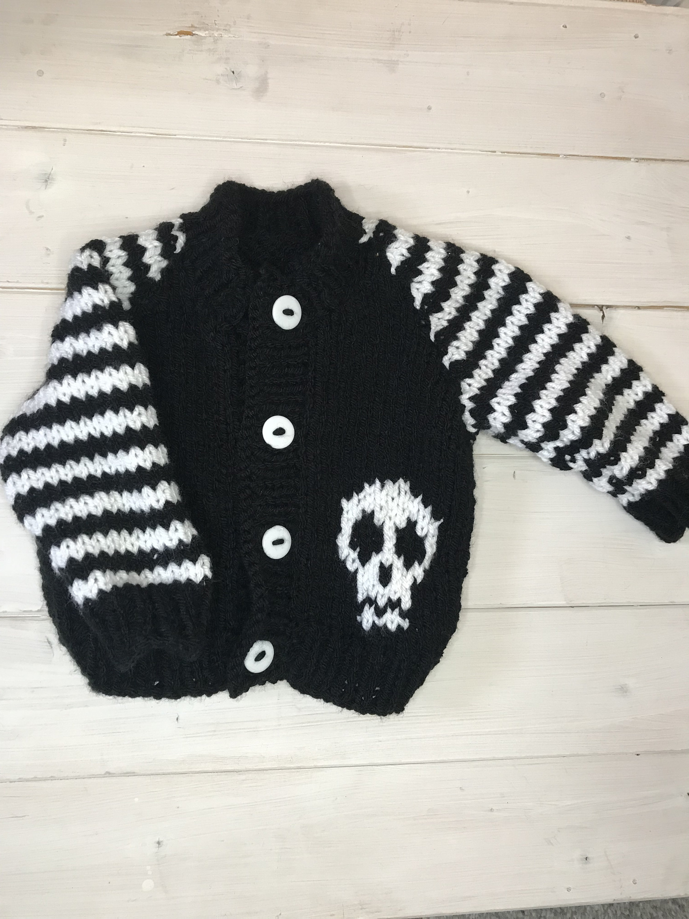 Hand Knitted Baby Goth Jacket / Black and White Jacket / 0 6 - Etsy UK