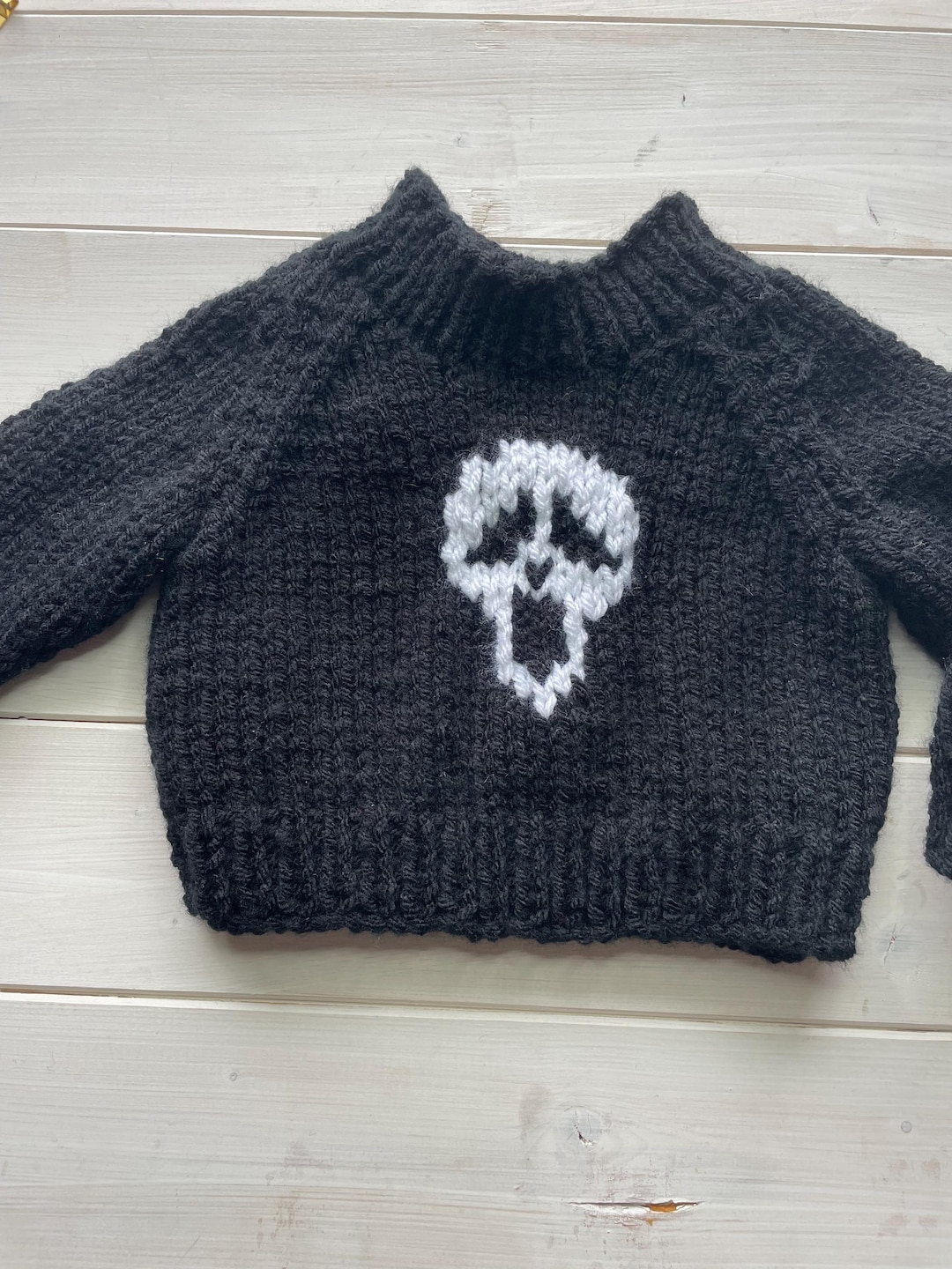 Gothic Baby Sweater / Scream Mask Jumper / Hand Made Alternative Baby ...