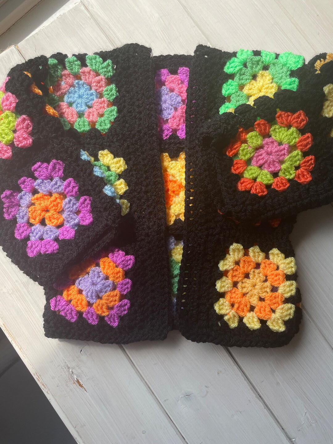 Granny Square Cardigan / Baby Girl Crochet Cardigan / Multi-coloured ...