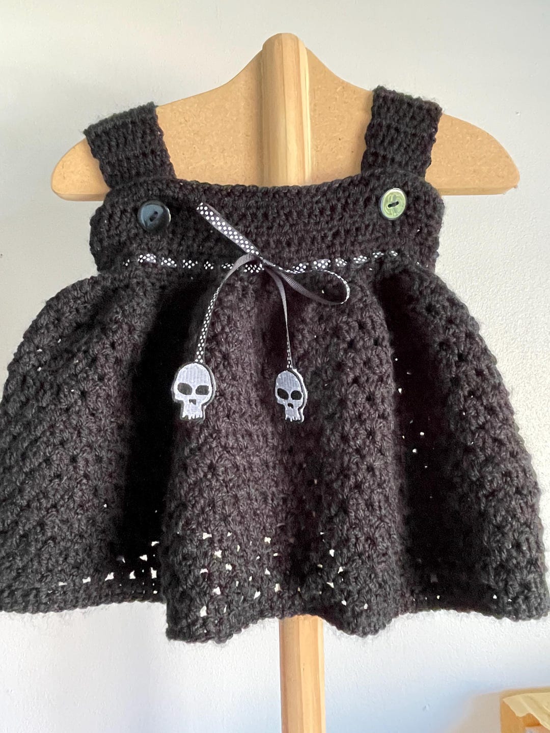 Goth Baby Dress Crochet Baby Dress Black Yarn Baby Dress Emo Baby ...