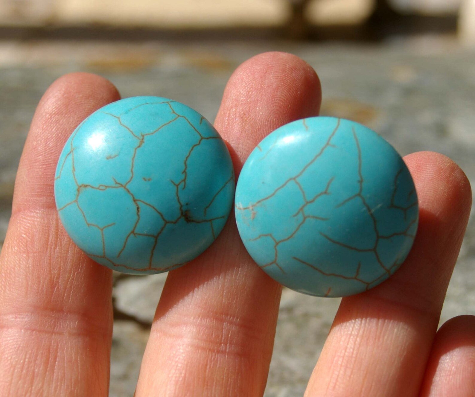 Knobs Stone Knobs Cabinet Knobs Turquoise Magnesite Crackle - Etsy