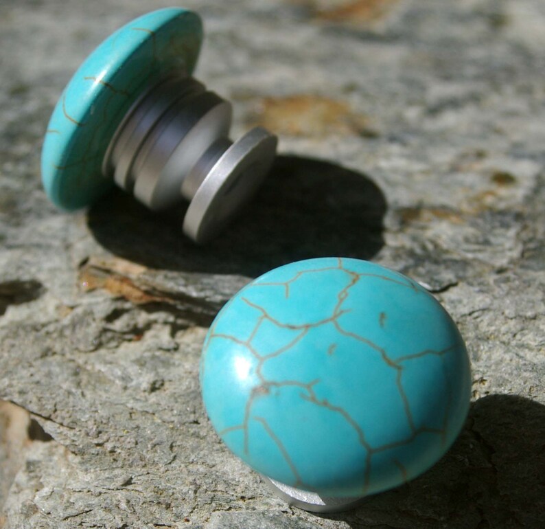 Knobs Stone Knobs Cabinet Knobs Turquoise Magnesite Crackle - Etsy