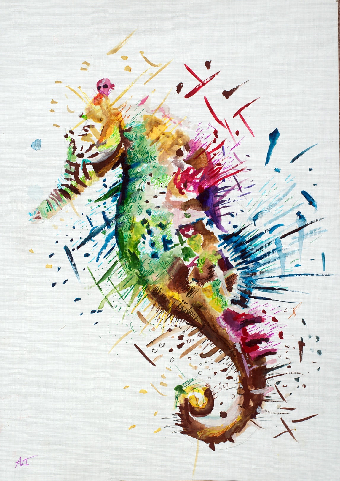 Abstract Seahorse Painting