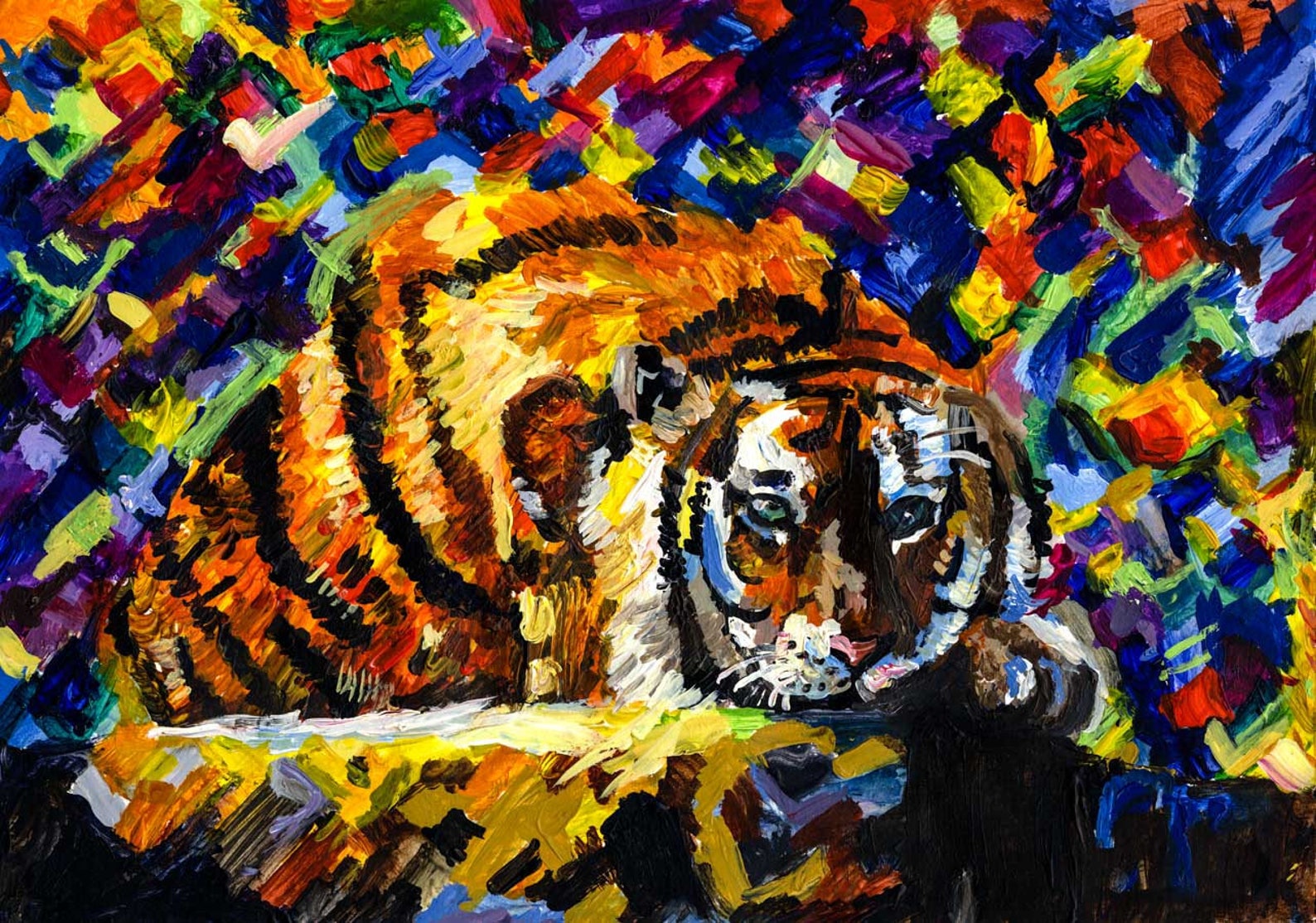 Colourful Abstract Tiger Limited Edition Fine Art Print Painting ...