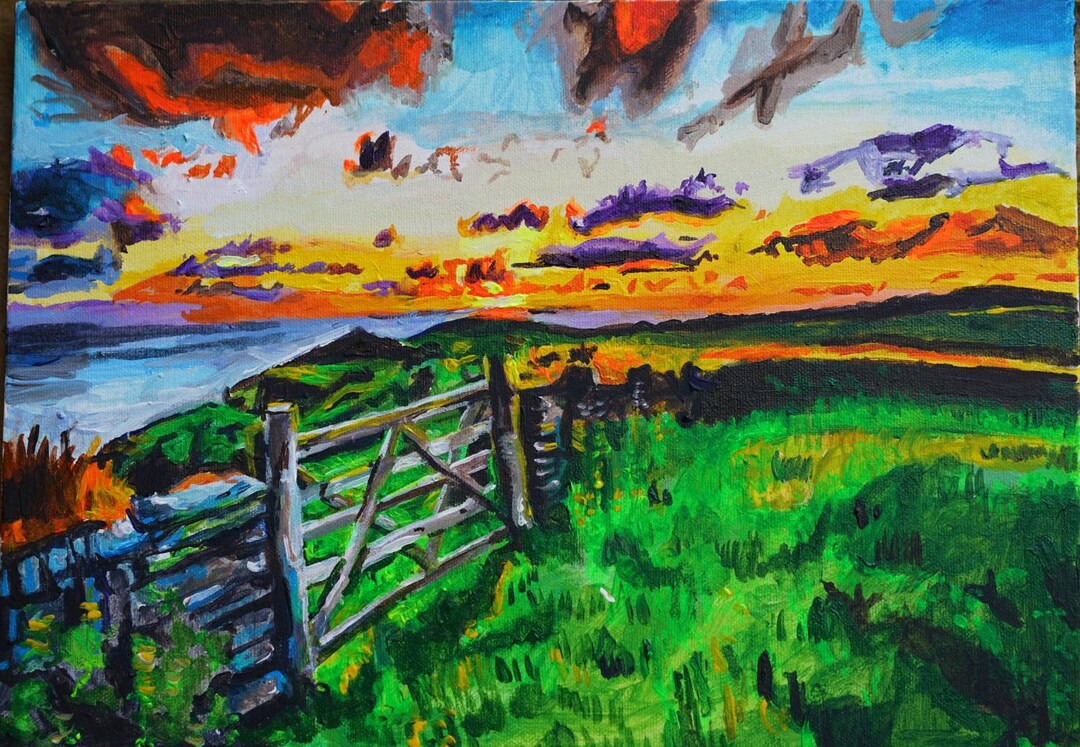 Devon Landscape Acrylic Painting English Countryside Seaside Teignmouth ...