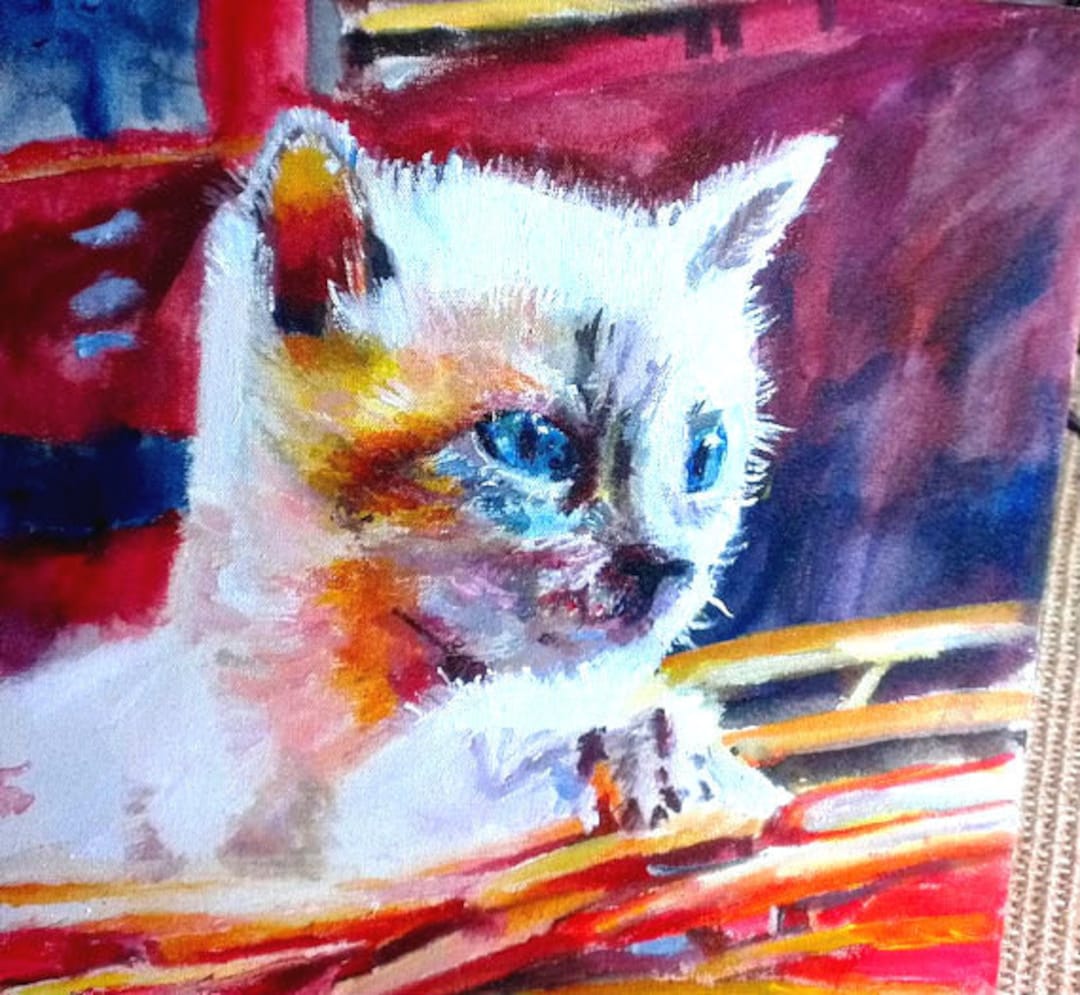 Cat Fine Art Print Cat Art Abstract Animal Art Kitten Cute Fluffy Print ...