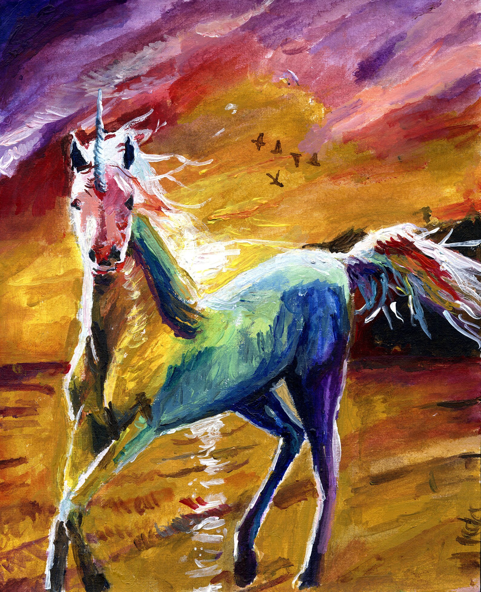 CUSTOM Mythical Animal Painting Unicorn Dragon Mermaid Fairy Goblin ...