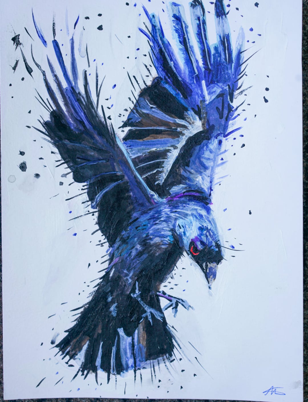 CROW Print Abstract Splash Art Fine Art Impressionist Abstract Art - Etsy