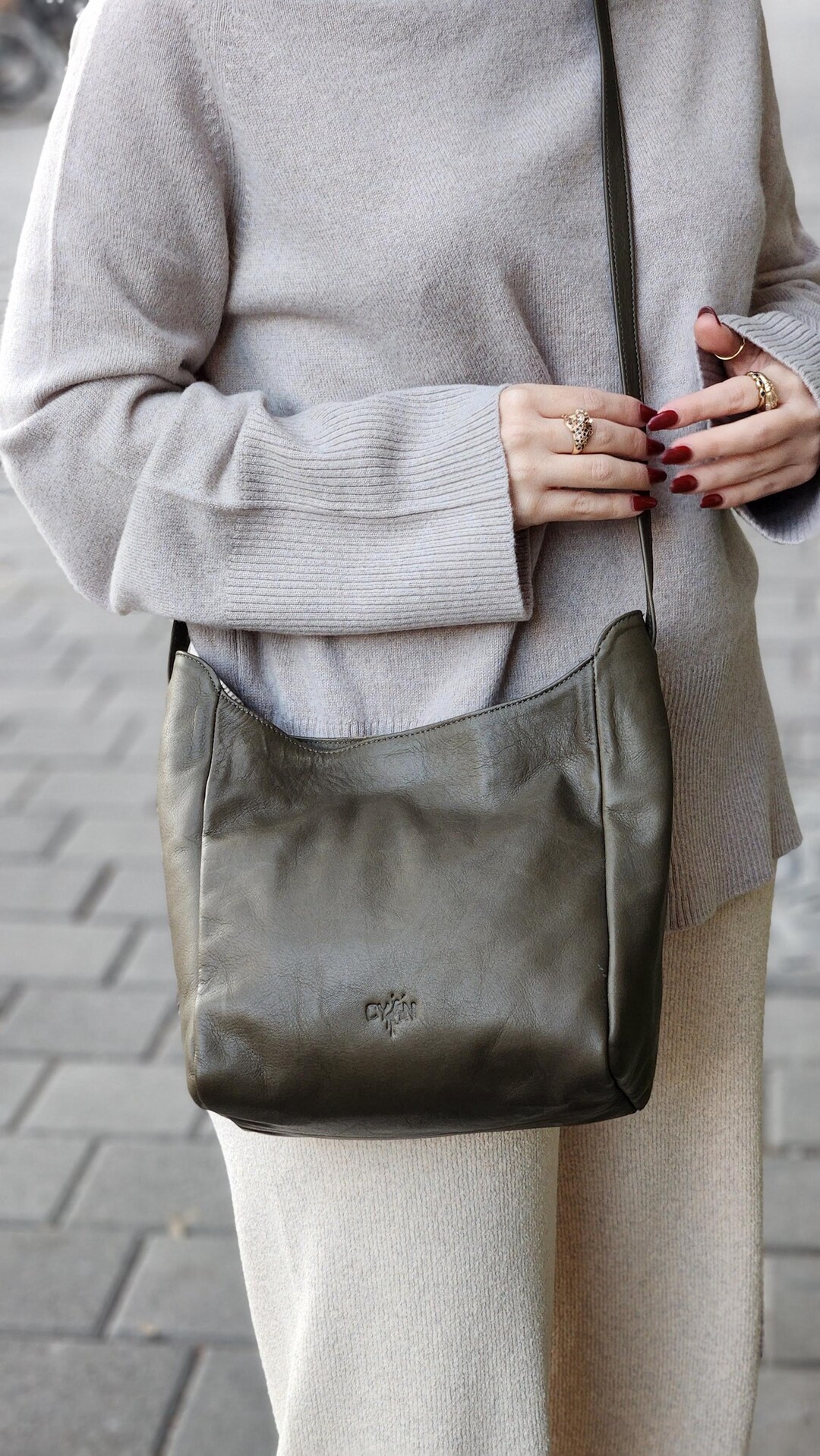 Leather Mini Bucket Purse, Soft Leather Mini Shoulder Bag, Small Hobo ...