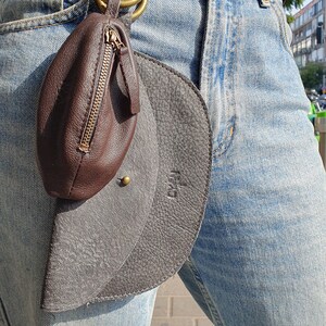 Leather Coin Case, Coin Purse, Change Wallet, Leather Key Chain Coin ...