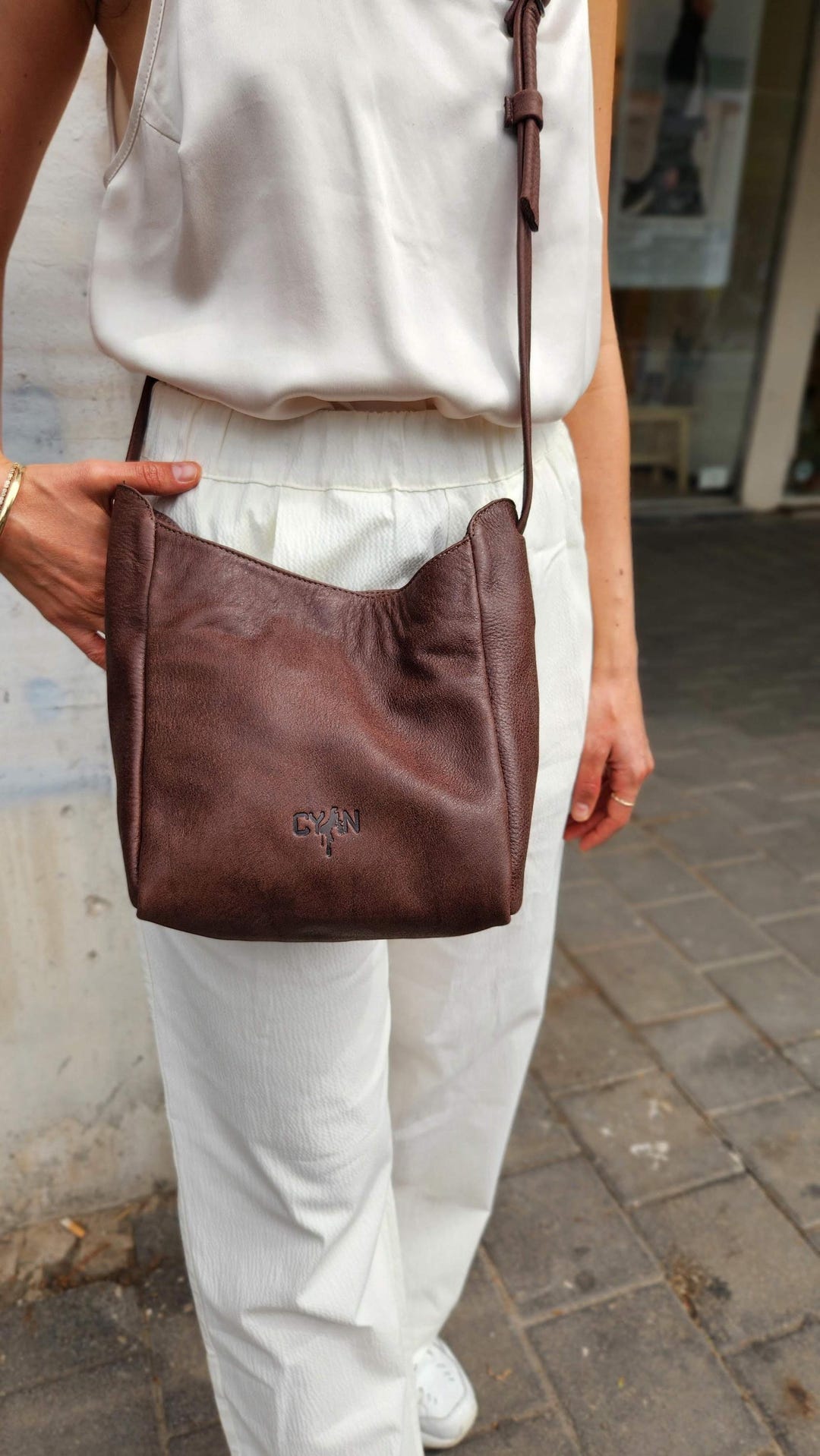 Leather Mini Bucket Purse, Soft Leather Mini Shoulder Bag, Small Hobo ...