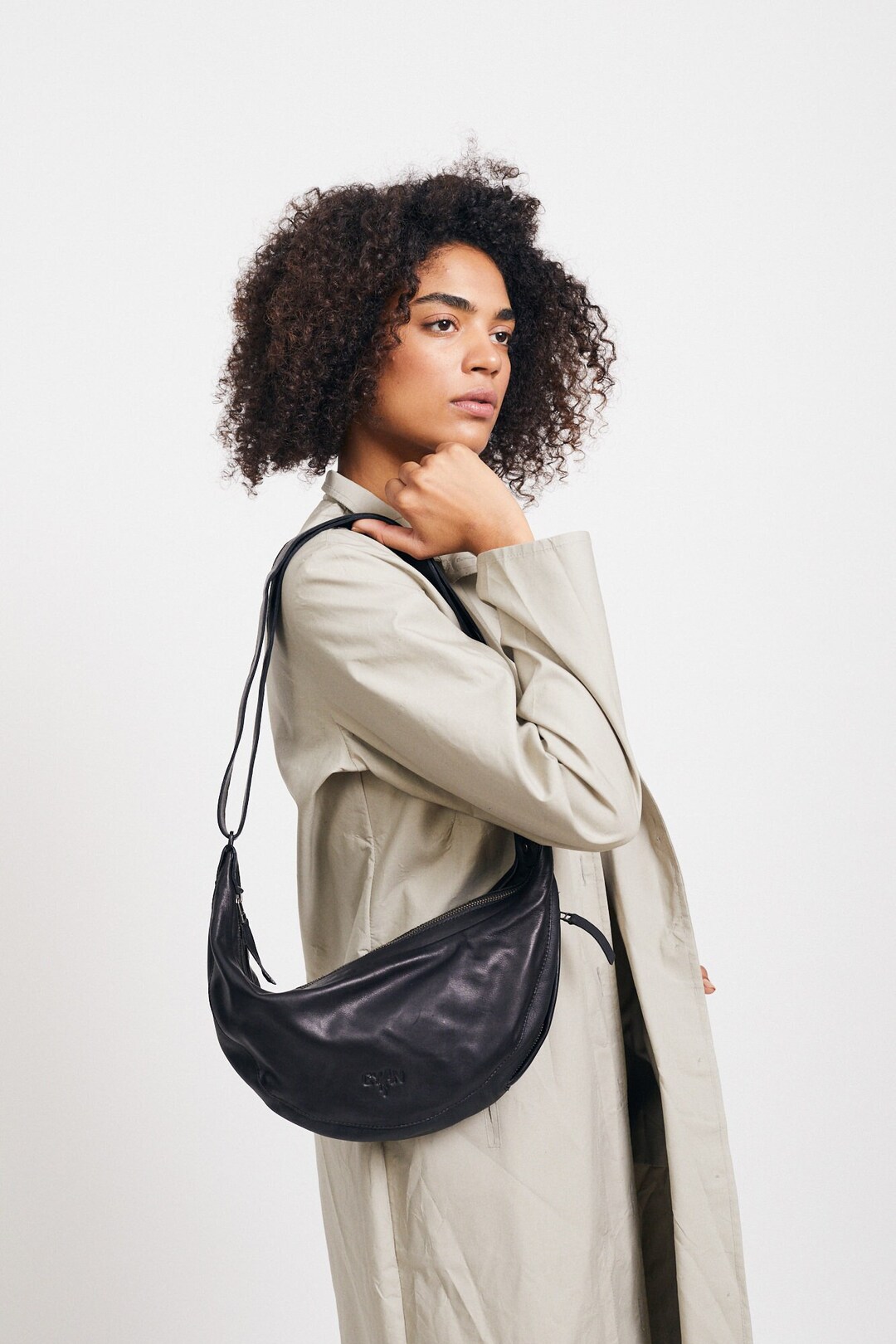 Soft Italian Leather Crossbody Bag, Half Moon Leather Bag, Handbag ...