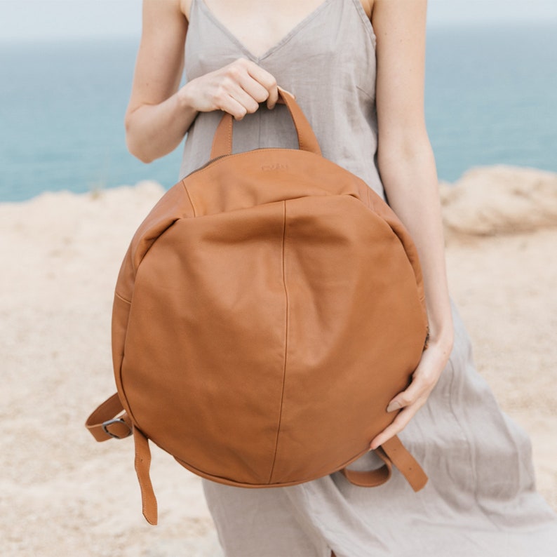 Brown Leather Backpack Women Diaper Bag Leather Backpack | Etsy