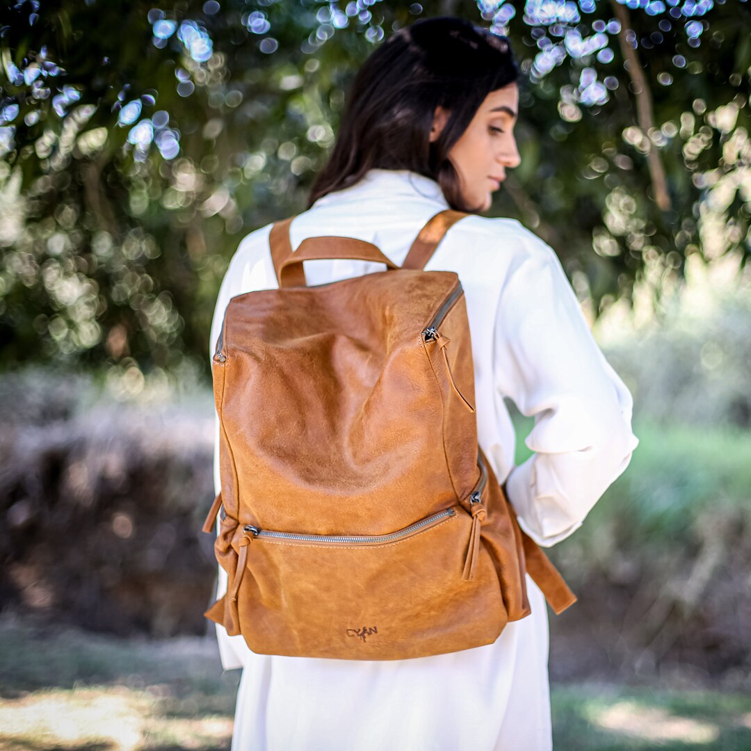 Brown Leather Backpack, Women Travel Bag, Large Backpack, Honey Brown ...
