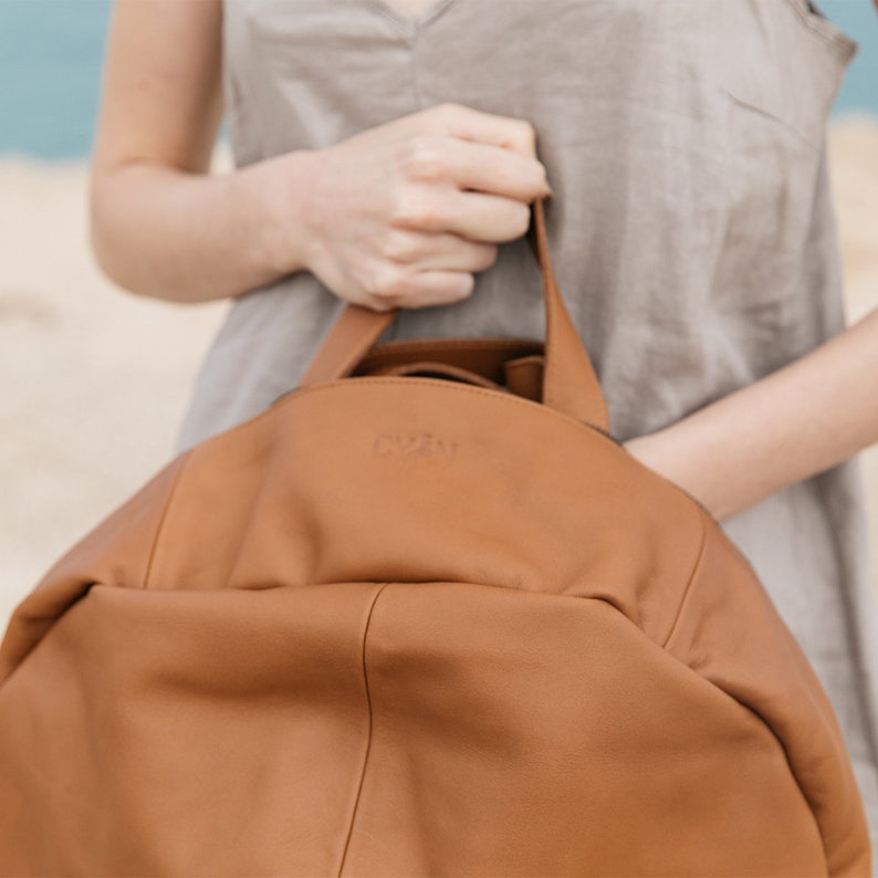Brown Leather Backpack Women Diaper Bag Leather Backpack - Etsy