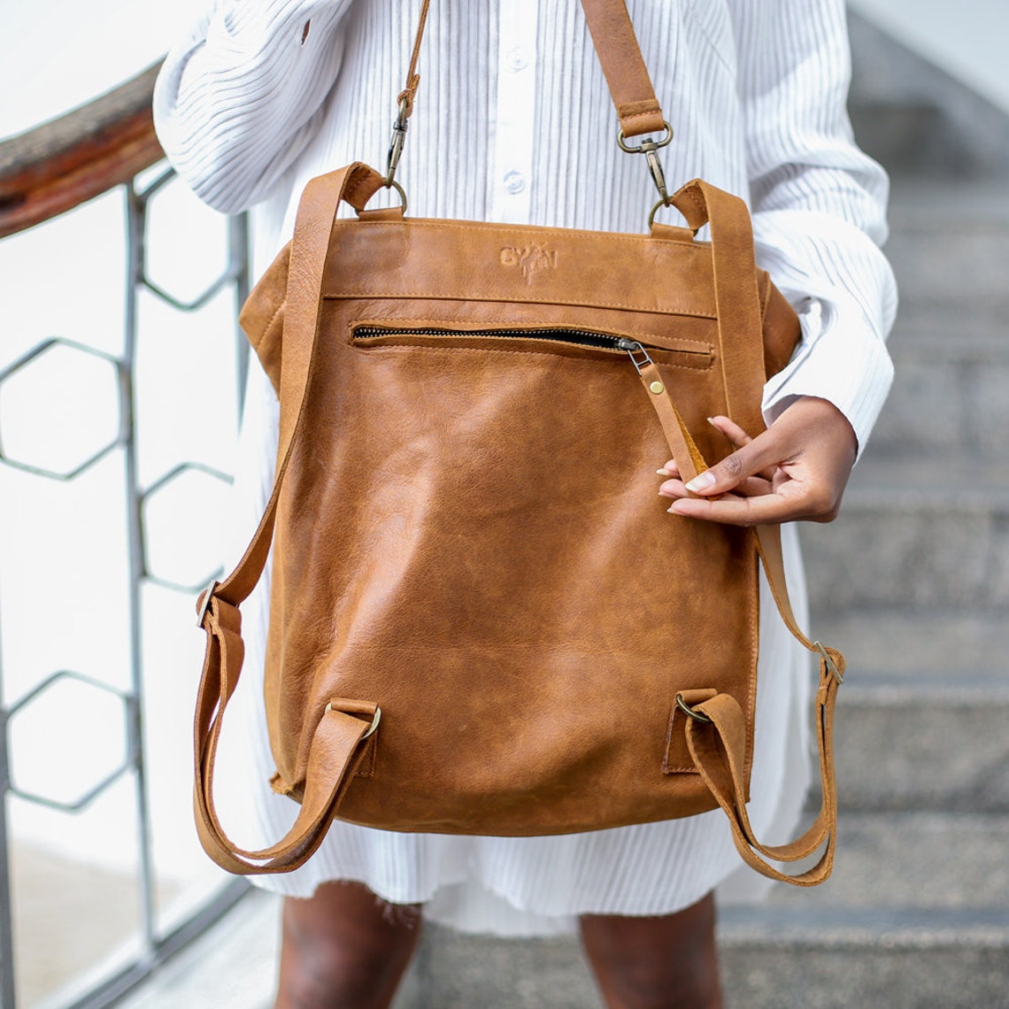 Leather Backpack Purse Convertible Leather Backpack Women | Etsy