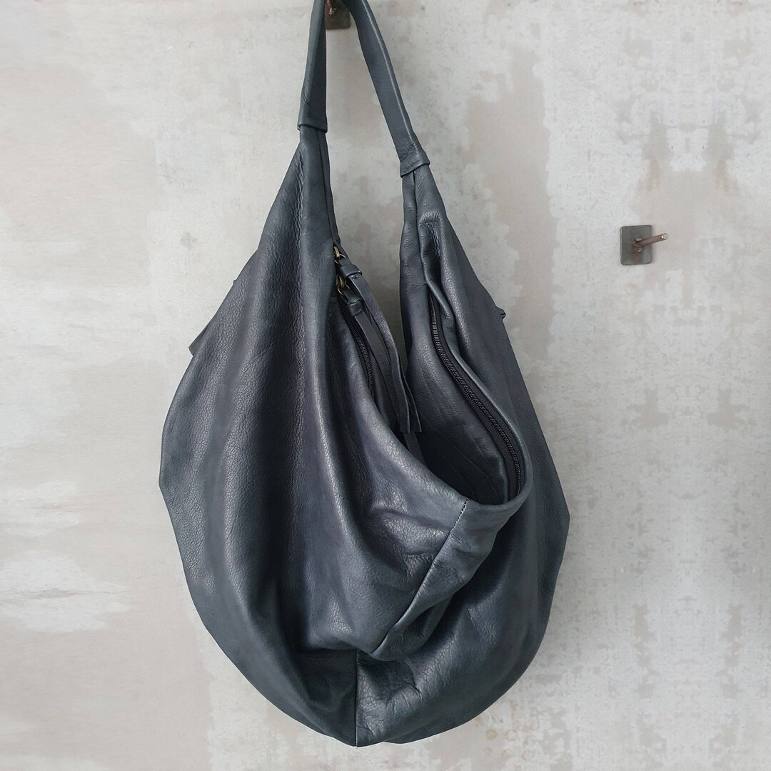 Handcraft Leather Shoulder Bag, Black Shoulder Bag, Black Tote Leather ...