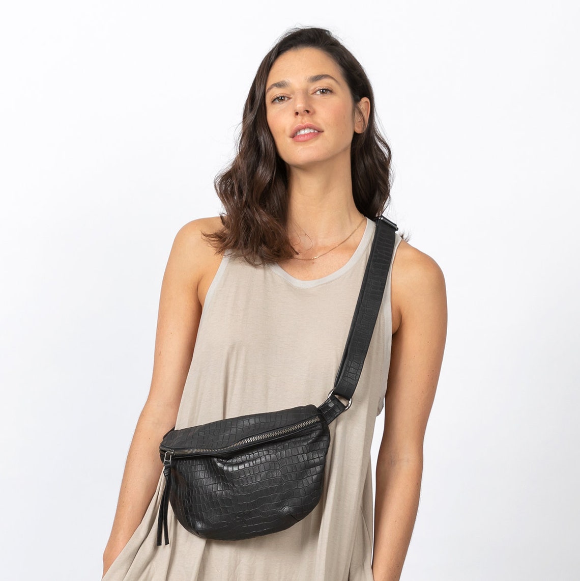 Black Leather Fanny Pack Leather Pouch Bag Women Leather Hip | Etsy