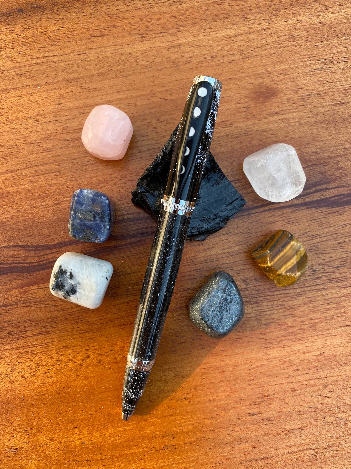 Black Glitter Moon Phase Pen Moon Phase Resin Ballpoint Pen Handmade - Etsy