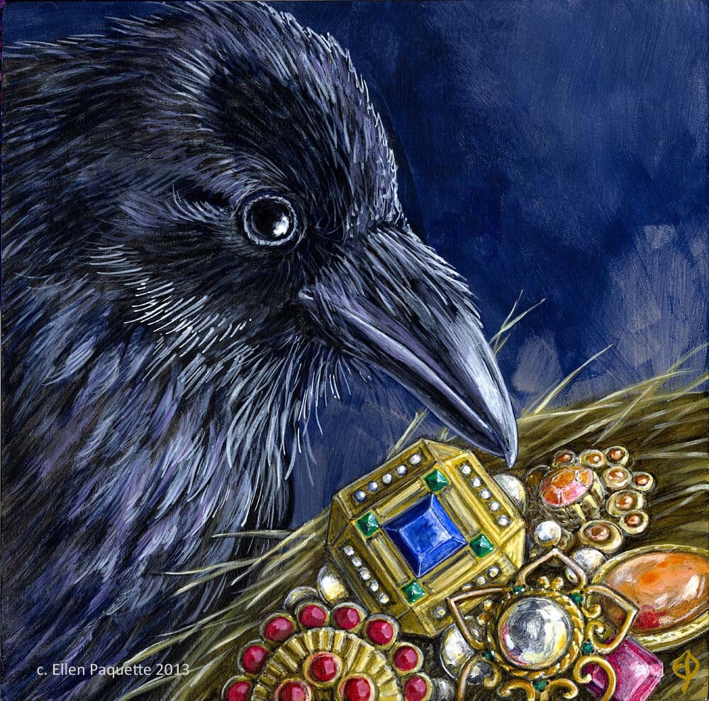 The Collector Raven Bird Portrait Fine Art Print - Etsy