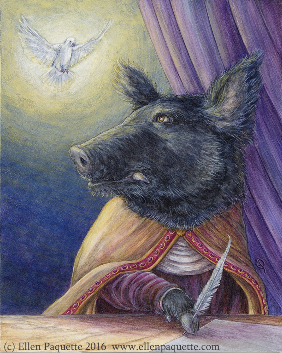 Sainted Lady Wild Boar Renaissance Animal Portrait Limited Edition Pig ...