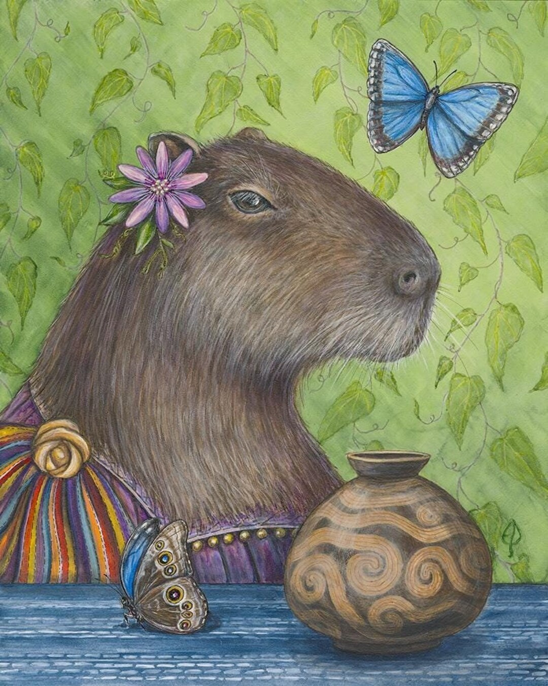 Capybara Portrait "amazonian Queen" Animal Art Giclee Print Brazil ...