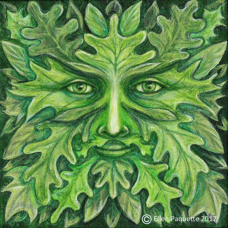 Green Man Limited Edition Fine Art Print Mythic Forest Sacred Oak Pagan ...