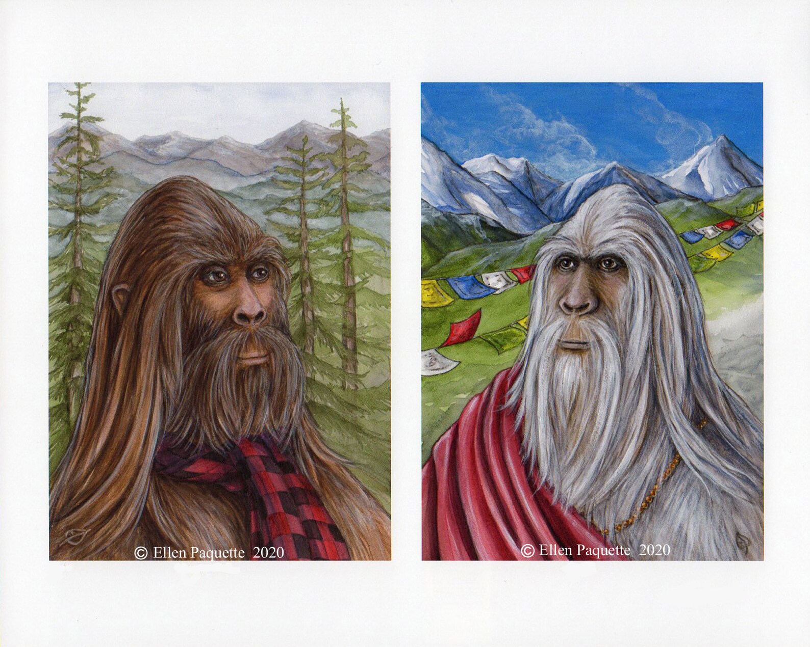 Sasquatch Yeti Double Portrait Bigfoot Abominable Snowman Cryptozoology ...