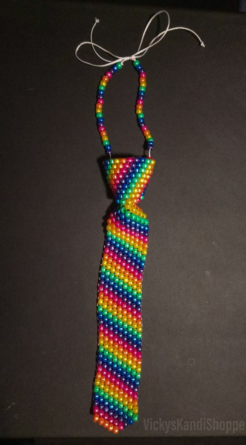 Rainbow Kandi Tie | Etsy