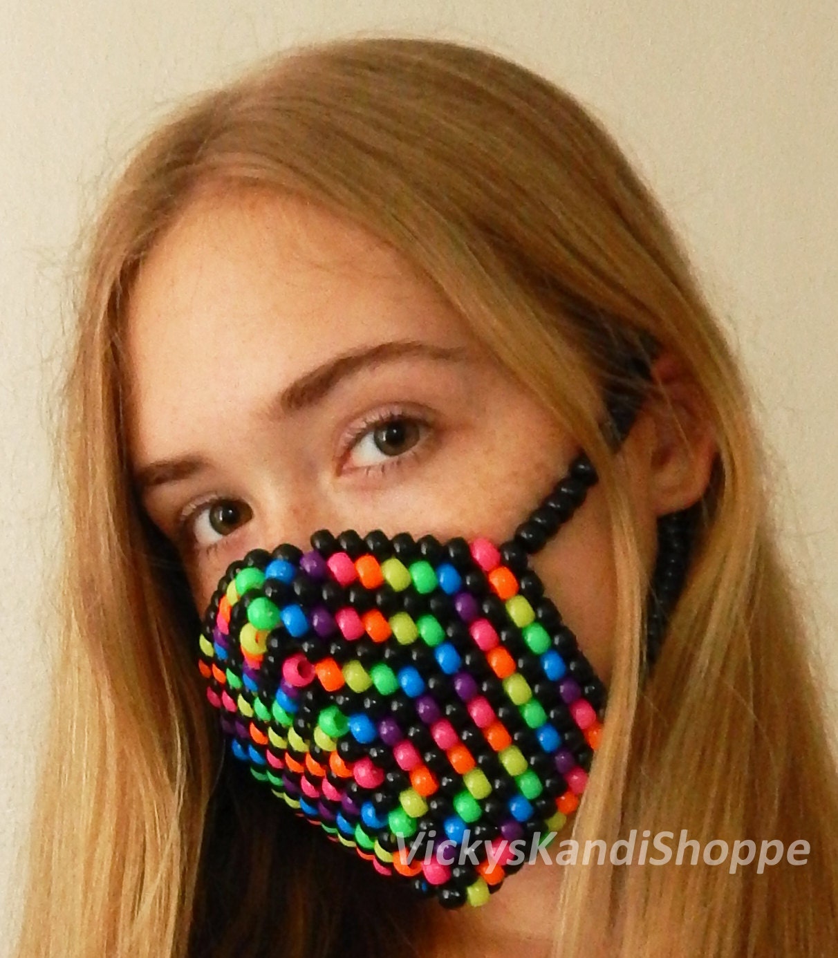 Rainbow and Black Swirl Kandi Mask - Etsy