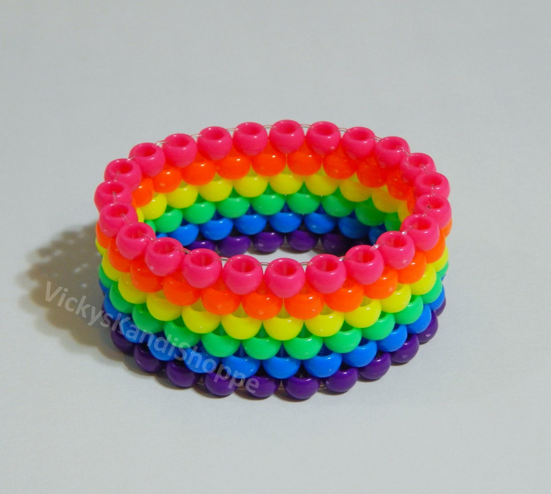Rainbow Stripe Kandi Cuff - Etsy