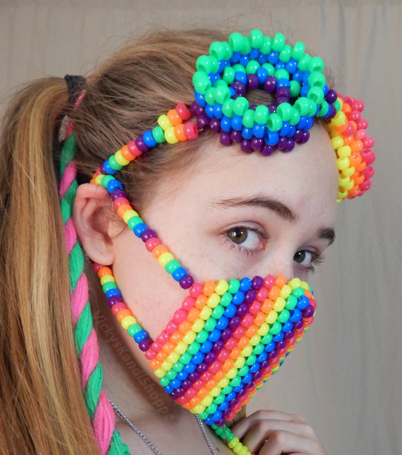 Rainbow Kandi Mask - Etsy