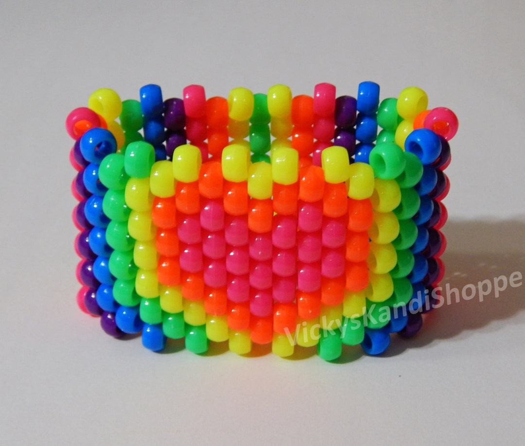 Rainbow Heart Kandi Cuff - Etsy