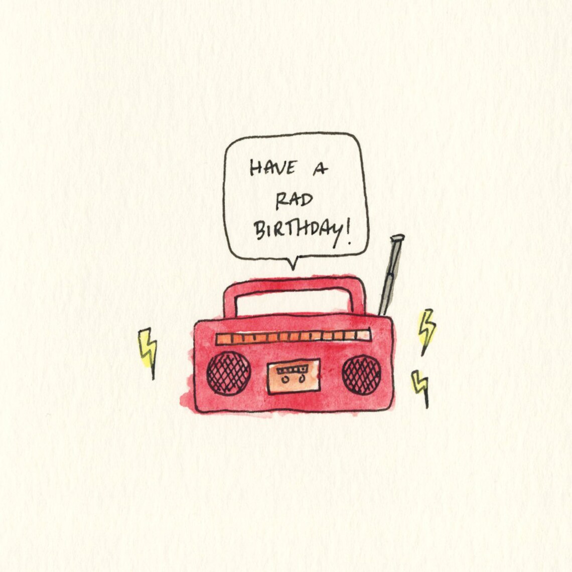 Have a Rad Birthday Hand Painted Watercolor Birthday Card - Etsy Canada